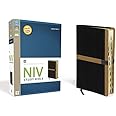 NIV Study Bible, Large Print, Leathersoft, Black/Tan, Red Letter, Thumb ...