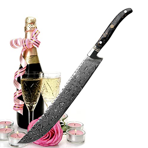 Leopcito Damascus Champagne Saber, 16-1/2 inches Champagne Sword with ...