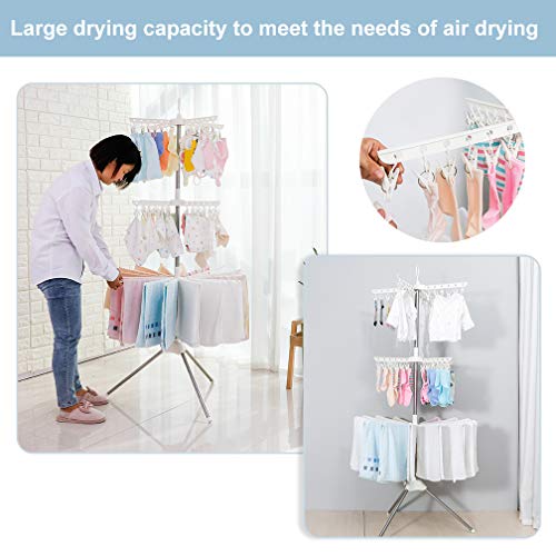 Hershii 3 Tiers Collapsible Clothes Drying Rack Folding Tripod Laundry ...