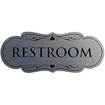 Amazon.com: All Quality Fancy Restroom Sign (Brushed Silver) - Medium ...