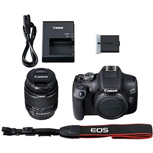 Canon EOS 2000D / Rebel T7 DSLR Camera w/EF-S 18-55mm F/3.5-5.6 Zoom Lens + 64GB Memory, Case ...