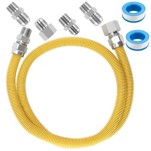48" Dryer Gas Line Hose/3/4 Stove Gas Line with Connector 1/2" MIP 1/2 ...