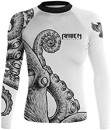 Raven Fightwear Women's Kraken Octopus Rash Guard MMA BJJ, Off White ...