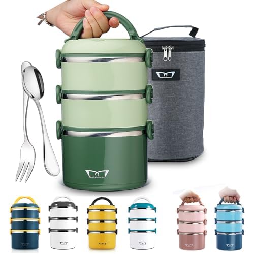 Mr.Dakai Adult Bento Lunch Box -Microwavable- All-in-One Stackable Stainless Steel Lunch Box ...