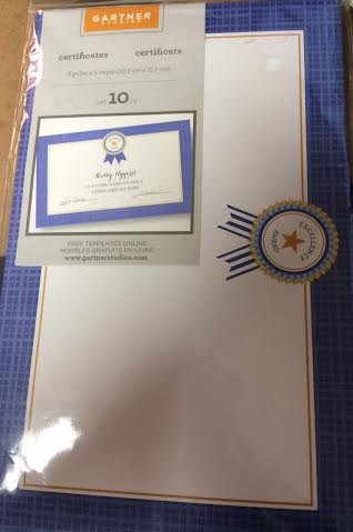 GARTNER STUDIOS 8 IN X 5 IN EXCELLENCE AWARD CERTIFICATES - Import It All