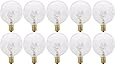(Pack of 10) 25 Watt Clear G16.5 Decorative (E12) Candelabra Base Globe Shape 120v 25g16 1/2 ...