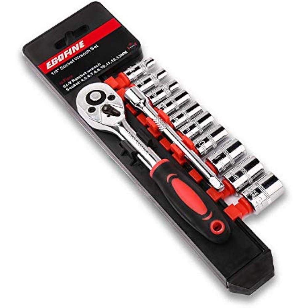 12pcs 1/4 Inch Ratchet Socket Wrench Set, Drive With 10 Sockets 4-13mm ...