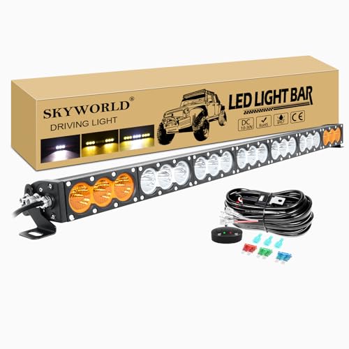 SKYWORLD Single Row LED Light Bar with 12V Wiring Harness Kit, 38 inch ...