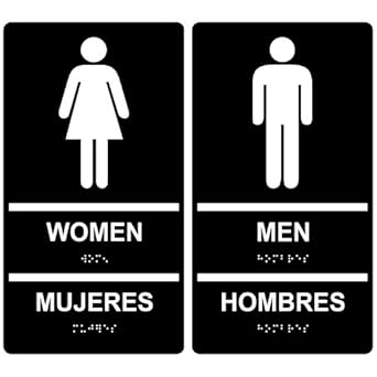 Amazon.com: ComplianceSigns Acrylic ADA Women Men Restroom Sign Set, 11 ...