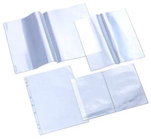 Pack of 10 clear plastic pockets. A4 Double Pockets (4 viewing sides ...