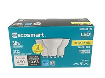 EcoSmart 50W Equivalent Bright White MR16 GU10 LED Light Bulb (12-Pack ...