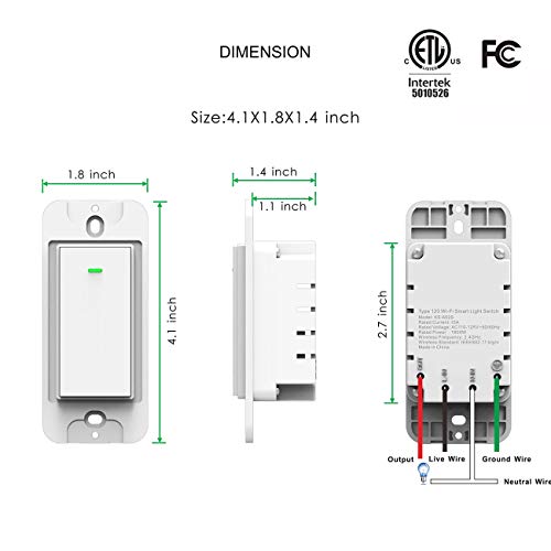 Smart Light Switch, Double Smart WiFi Light Switches, Smart Switch 2 ...