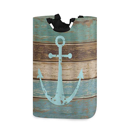 Retro Wooden Board Anchor Large Laundry Basket Vintage Beach Sea Ocean ...