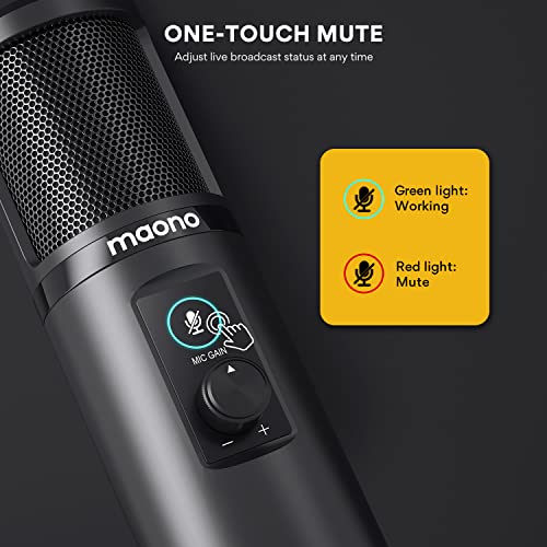 MAONO USB Microphone, Professional Condenser Computer PC Mic with One ...