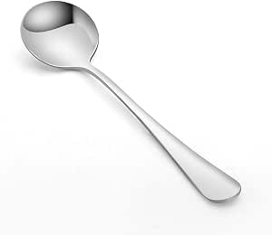 Amazon.com: 20 Piece Soup Spoons, Round Stainless Steel Bouillon Spoons ...