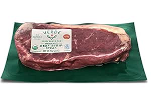 Verde Farms, Organic 100% Grass-Fed Strip Steak, 8oz: Amazon.com ...