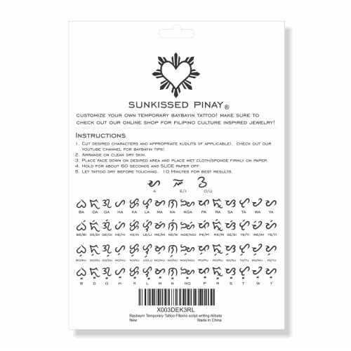 Baybayin Temporary Tattoo Filipino Script Writing Alibata on Galleon ...