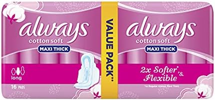 Always Cotton Soft Maxi Thick Long Sanitary Pads with Wings - 16 Pieces ...