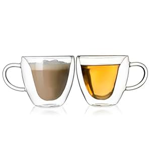 Amazon.com | Double Walled Coffee Tea Glasses, Perfect Espresso ...