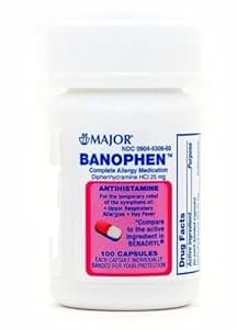 Amazon.com: Major Banophen Diphenhydramine Capsules, 25mg, 100ct ...