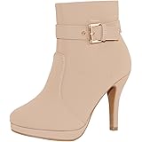 Amazon.com | mysoft Women's Zipper Booties Chunky Stacked Heel Ankle ...
