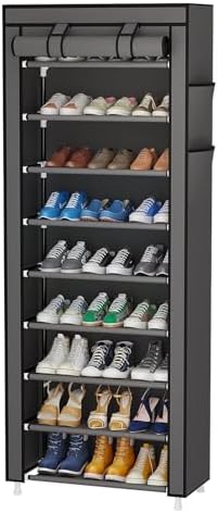 U-HOOME 10 Tier Shoe Rack Storage Box with Cover,Entryway Sturdy Shoe ...