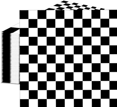 سعر 50 Count Black and White Checkered Paper Napkins, Disposable ...