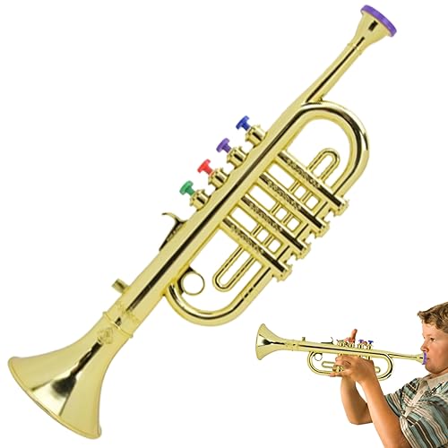 Nirelief Trumpet Toy 14.6 Inch Realistic Plastic Trumpet Golden Toddler ...