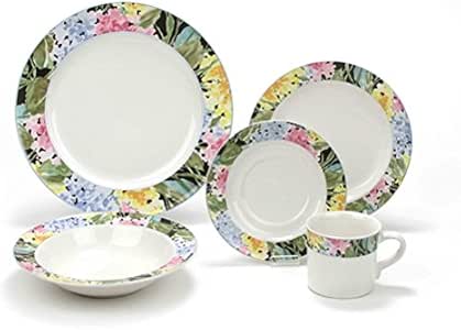 Amazon.com | Floral Image by Studio Nova, Stoneware 5-PC Setting ...