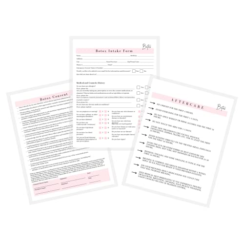 Botox Intake, Consent, and Aftercare Form | 75 Pack | 8.5 x 11" A1 ...