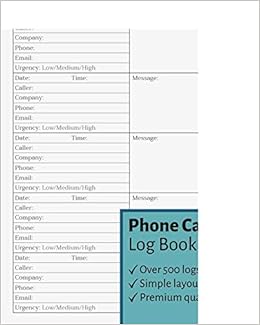 Phone Call Log Book: Simple 5-Logs-Per-Page Phone Call & Voicemail ...