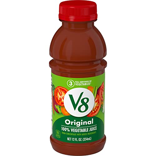 V8 Original 100% Vegetable Juice, Vegetable Blend with Tomato Juice, 12 ...
