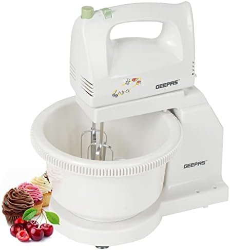 Geepas 250W stand Mixer with Stand & Bowl - 5 Speed Controls with ...