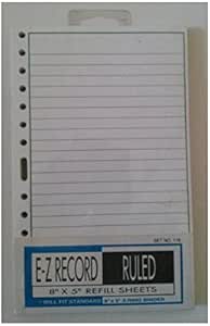 Amazon.com : E-Z Record 118 Ruled 8" x 5" Refill Sheets 3 Hole Punched ...