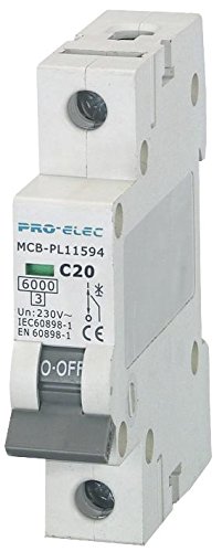 Pro Elec AUB1 1P C20A 20A Single Pole Type C MCB, 6kA – BigaMart