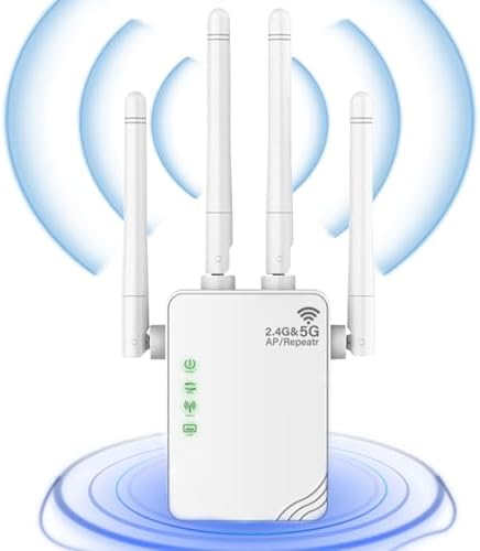 LinJie WiFi Extender, WiFi Signal.5G Dual Band 1200Mbps. WiFi Long ...