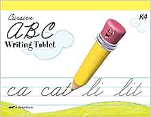 ABC Writing Tablet Cursive - Abeka K4 4 Year Old Kindergarten Cursive ...