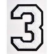 Amazon.com: Varsity Number Patches - White Embroidered Chenille ...