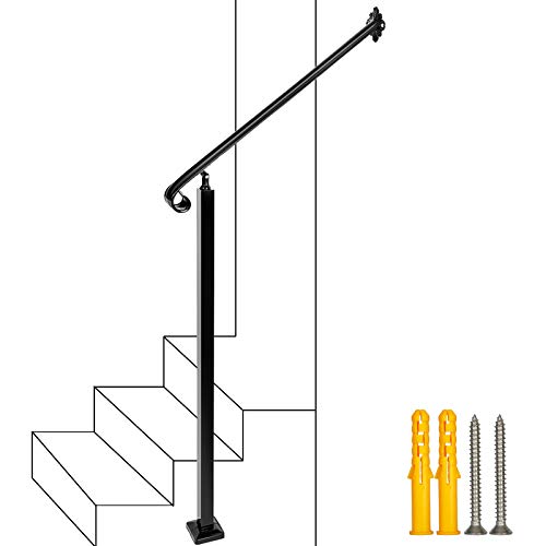 2-3 Step Handrail,Wall&Floor Mounted Wrought Iron Handrails, Stair Rail ...
