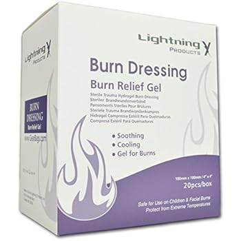 Amazon.com: Lightning X Cooling Burn Relief Gel 4" x 4" Burn Dressing ...