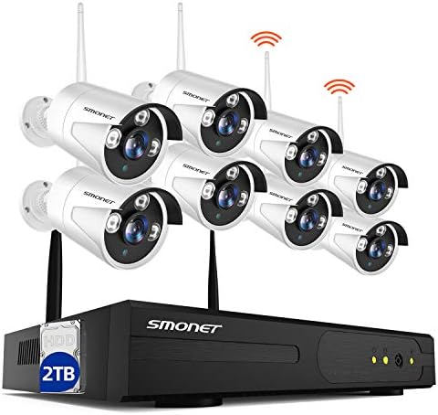 【2TB Hard Drive Pre-installed】SMONET Security Camera System Wireless ...