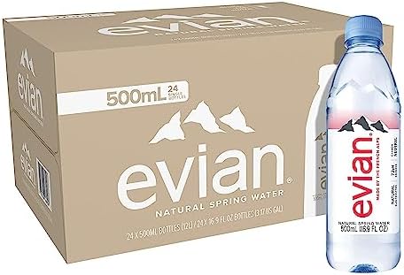 evian Natural Spring Water 1 Liter (Pack of 6), Naturally Filtered Spring Water, Naturally ...