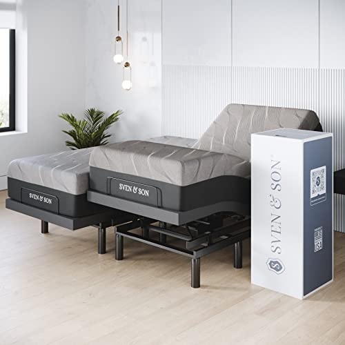 Sven & Son Split King Adjustable Bed Base Frame (Head Tilt) + 14 ...