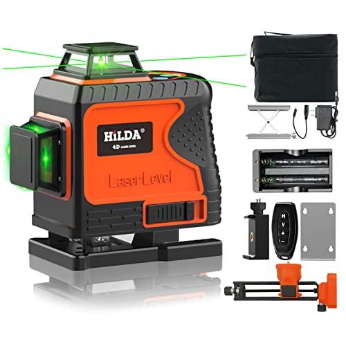 HILDA 4x360°Laser Level Self Leveling with Alarm,16 Lines Green Line ...