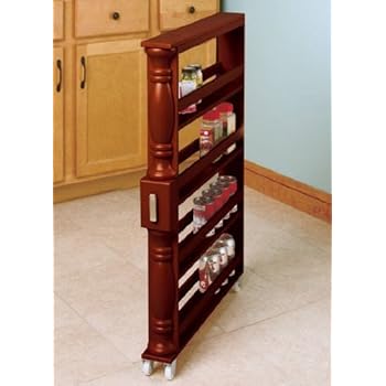 Amazon.com: Slim Vertical Spice Rack with Wheels in Natural Color ...