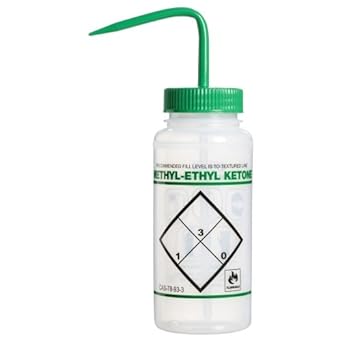 16 oz. LDPE Plastic Methyl Ethyl Ketone (MEK) Labeled Wash Bottle with ...