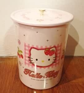 Amazon.com: Large Sanrio Hello Kitty Trash Can 11" Tall - Round : Home ...