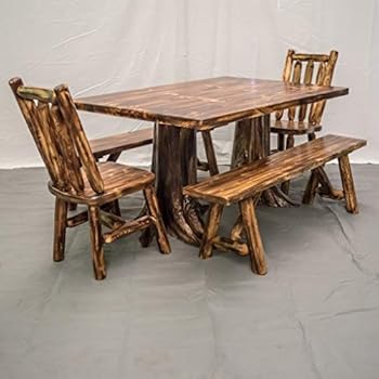 Amazon.com - Furniture Barn USA Rustic White Cedar Log Dining Table & 6 ...