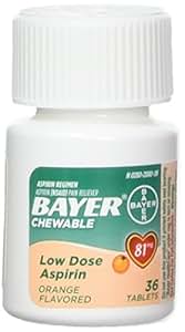 Amazon.com: Bayer Chewable Low Dose Aspirin, 81 mg Tablets, Orange 36 ...