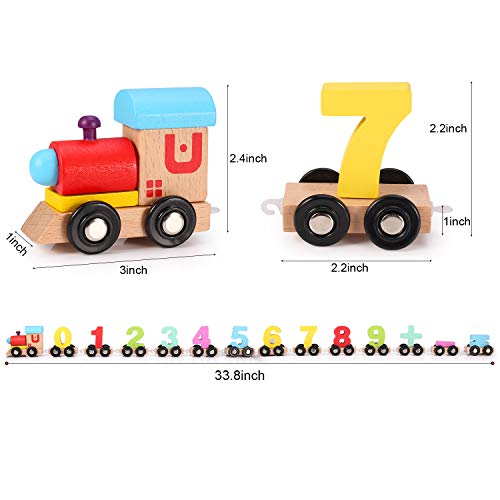 Voamuw Wooden Number Train Set 31 PCS(14 Linking Cars, Great Gift for ...